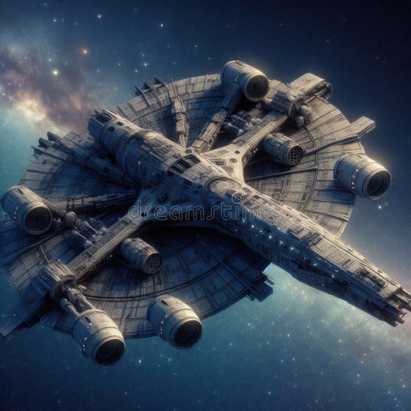 A Spaceship Flying in Deep Space. Stock Illustration - Illustration of ...