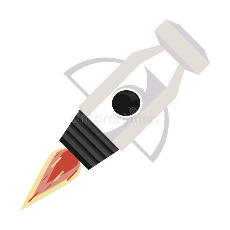 Spaceship flying icon stock vector. Illustration of flame - 212415652