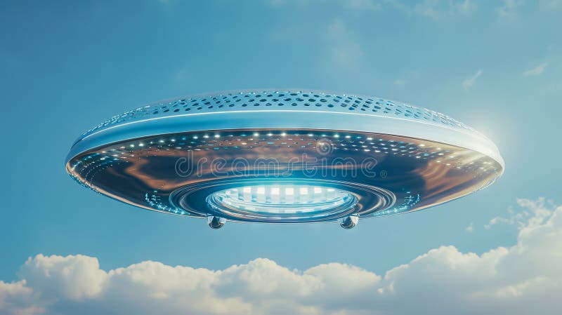 A Spaceship Flying in the Sky with Clouds Stock Image - Image of ball ...