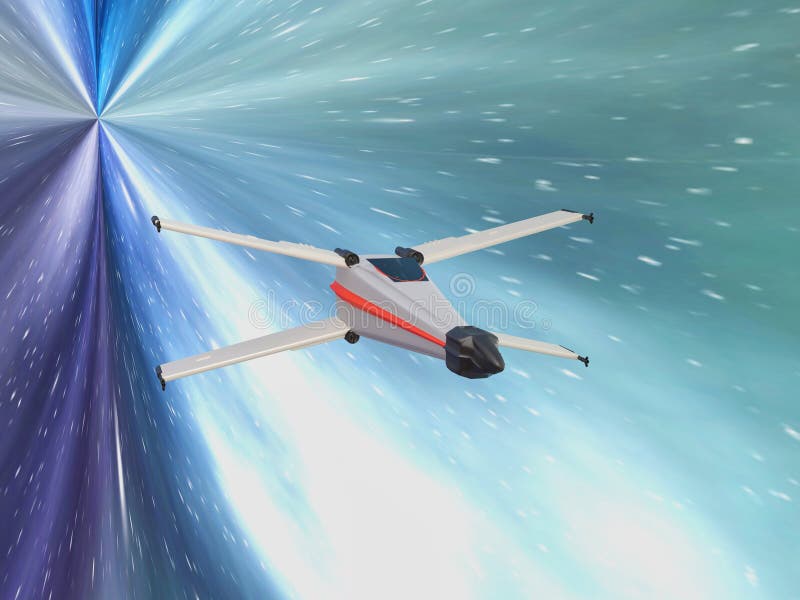 Spaceship Flying at Supersonic Speed Stock Illustration - Illustration ...