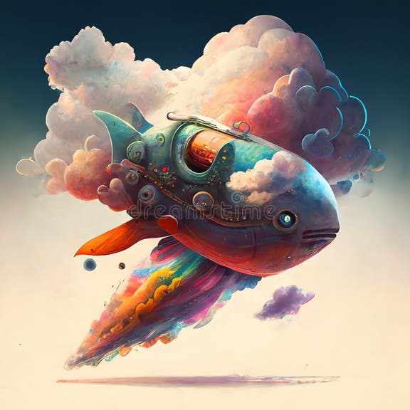 Spaceship on the Form of a Fish Stock Image - Image of adventure ...