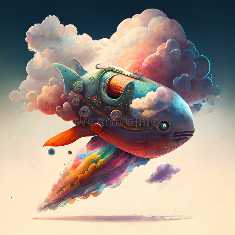 Spaceship on the Form of a Fish Stock Image - Image of adventure ...