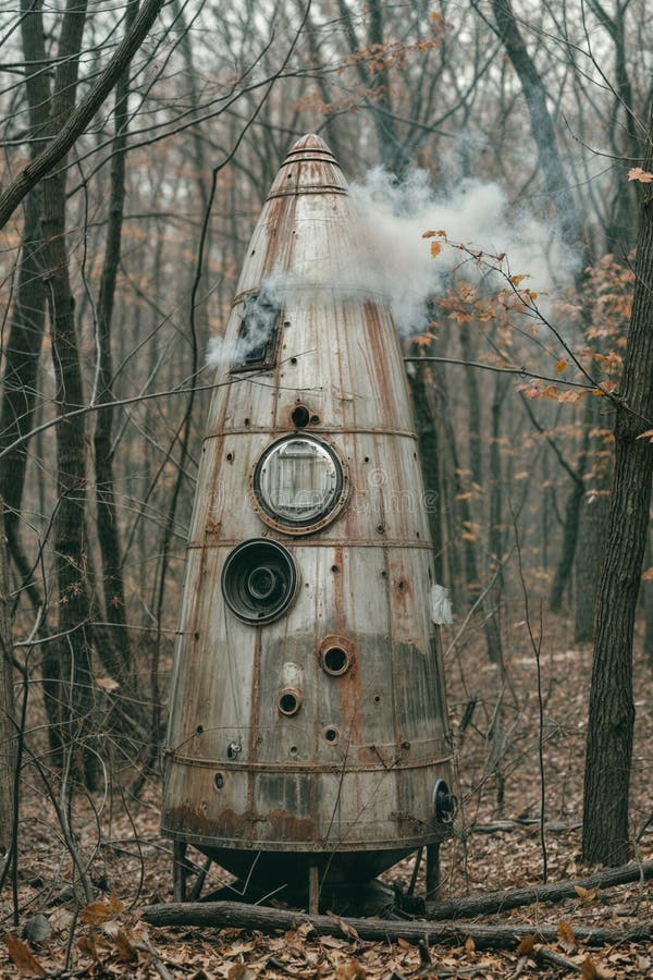 Spaceship Fragment in the Forest in Daylight Stock Illustration ...