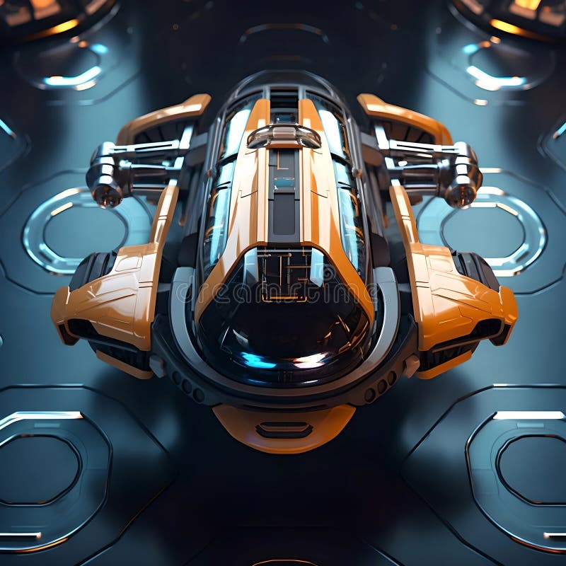 Futuristic spaceship stock illustration. Illustration of window - 280744710