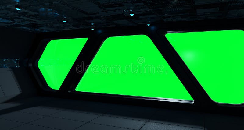 Spaceship Futuristic Interior with Window View Stock Illustration ...