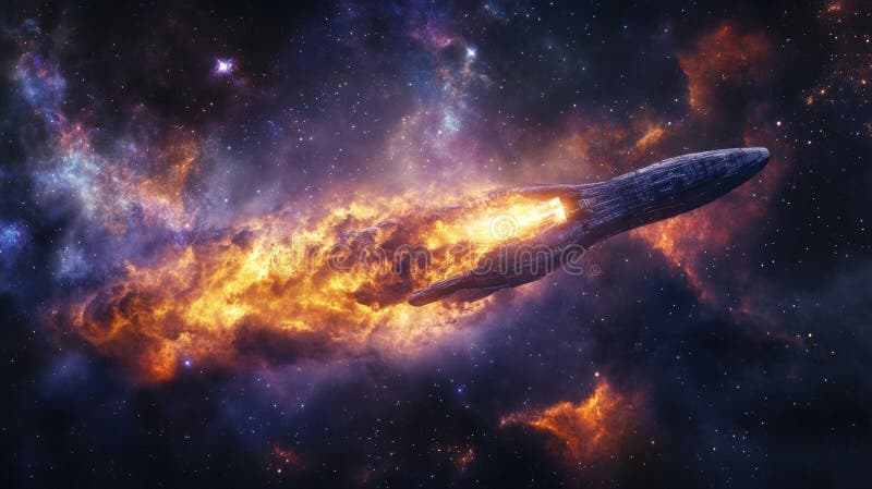 Spaceship in Galaxy stock photo. Image of celestial - 381906016