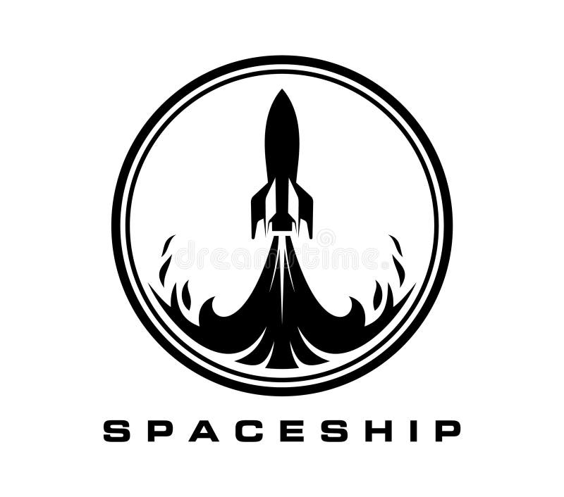 Spaceship Icon, Space Rocket Start Launch Badge Stock Vector ...