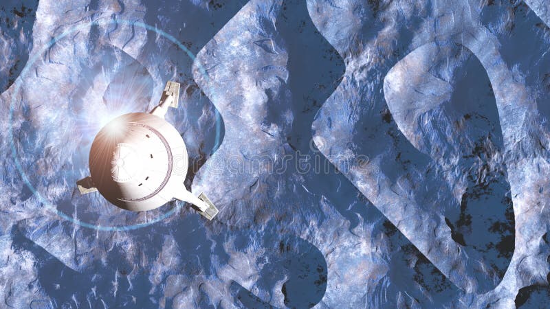 Spaceship on alien planet stock illustration. Illustration of ...