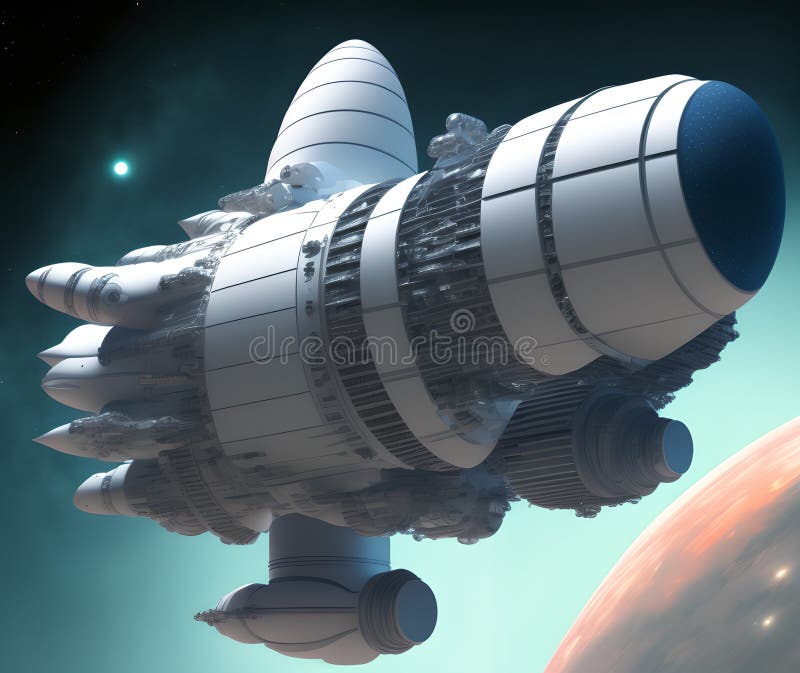 Spaceship on Infinite Improbability Drive, Generative AI Illustration ...