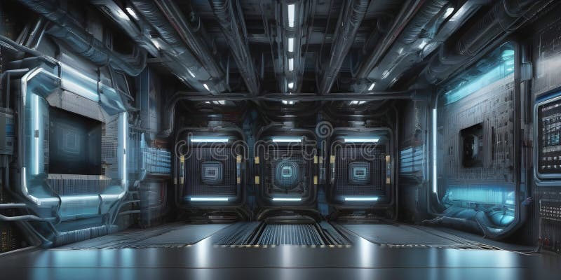 Spaceship Interior Background Stock Illustration - Illustration of ...