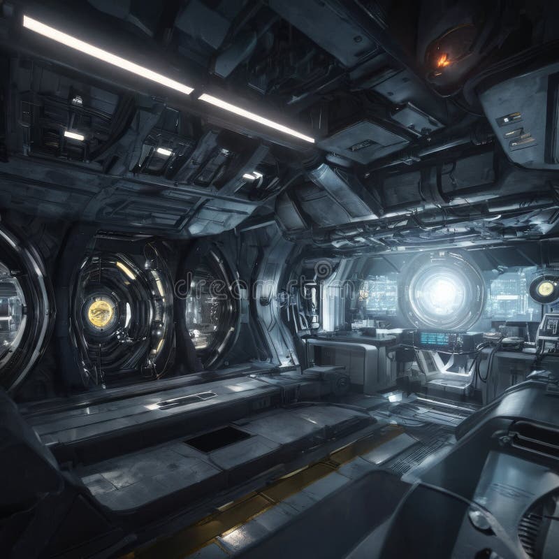 Spaceship Interior Corridor Stock Image - Image of design, futuristic ...