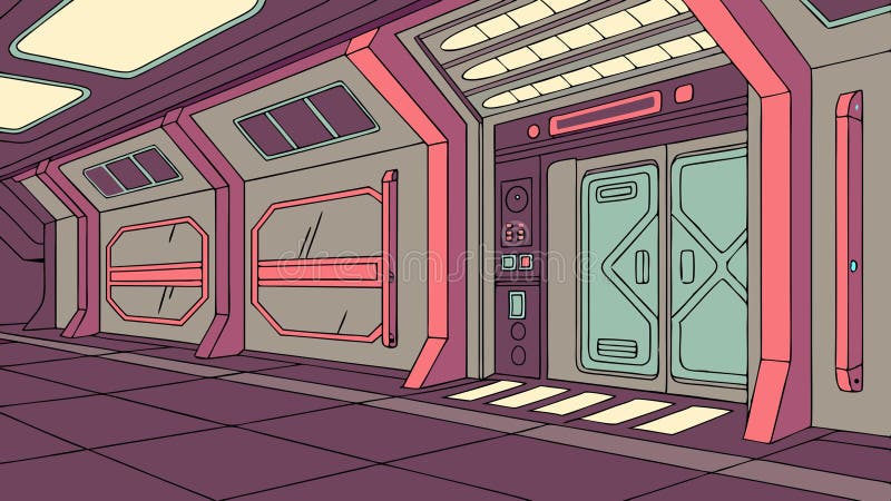 Spaceship Interior Corridor, Science Fiction and Futuristic Design ...
