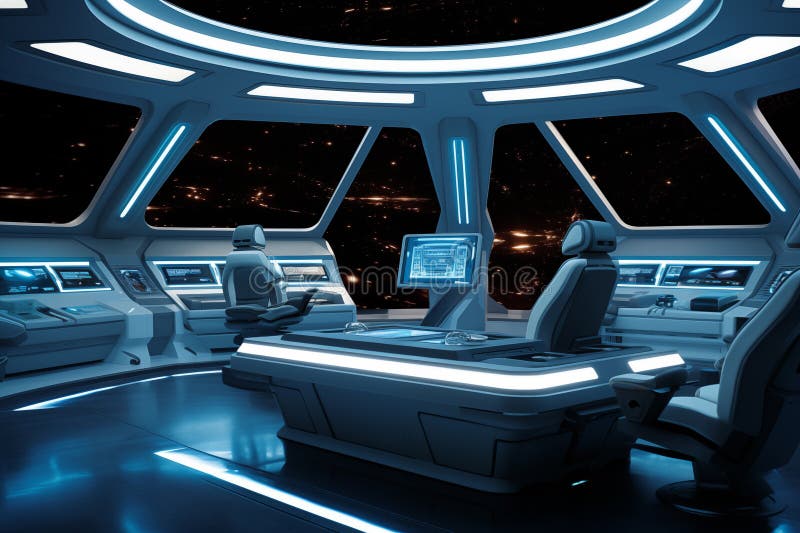 Spaceship Interior with Touch-screen Interfaces and LED Strips ...