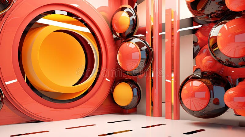 Spaceship or Lab Interior in Retro Futuristic Sci-fi Style with Round ...