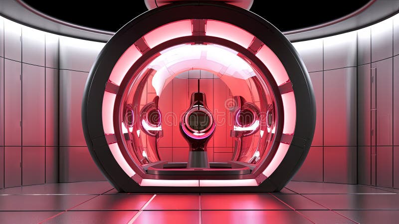 Spaceship or Lab Interior in Retro Futuristic Sci-fi Style with Round ...