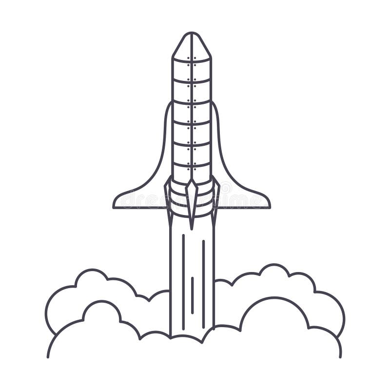 Spaceship Launch Icon with a White Background Stock Vector ...