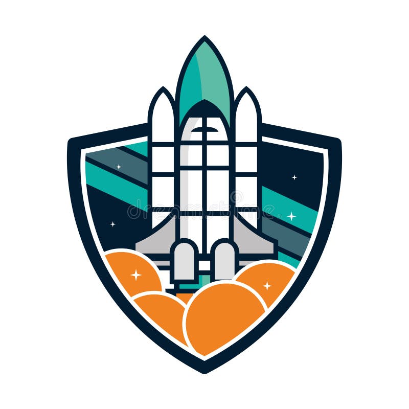 Spaceship Launch Space Badge Stock Vector - Illustration of launch ...