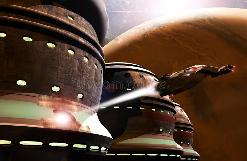 Space base on far planet stock illustration. Illustration of adventure ...