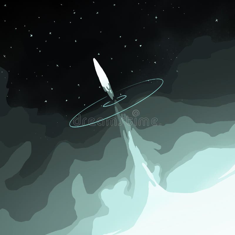 Spaceship Leaving an Industrial Space Station Stock Illustration ...