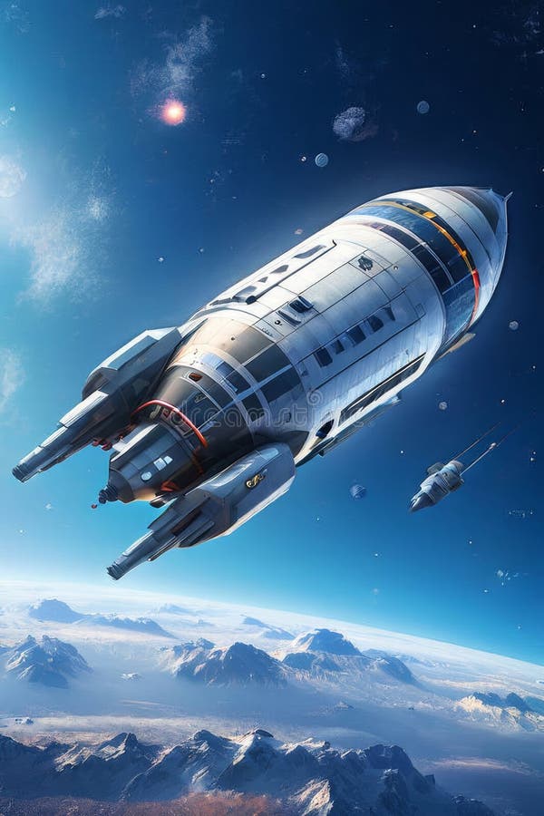 Spaceship with Modern Technology, Technology Space and Binary Data ...