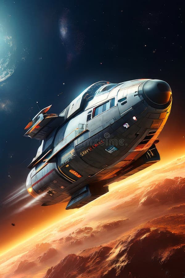 Spaceship with Modern Technology, Technology Space and Binary Data ...