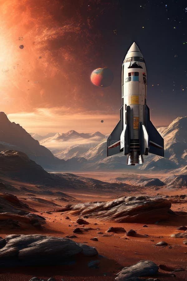 Spaceship with Modern Technology, Technology Space and Binary Data ...