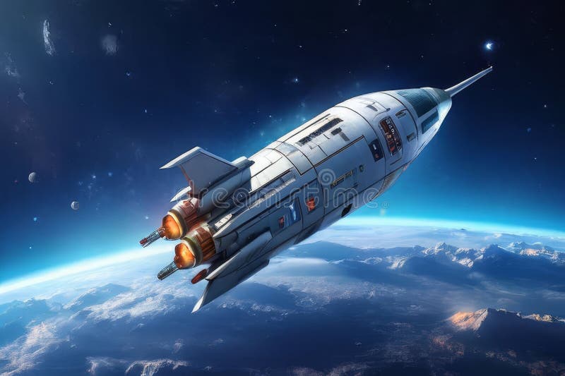 Spaceship with Modern Technology, Technology Space and Binary Data ...