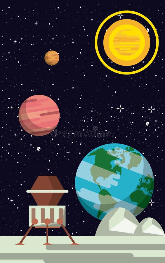 Spaceship on the moon stock vector. Illustration of solar - 113175131