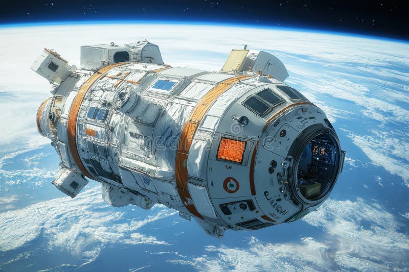 Spaceship Orbiting Earth Showcasing Advanced Technology and Stunning ...