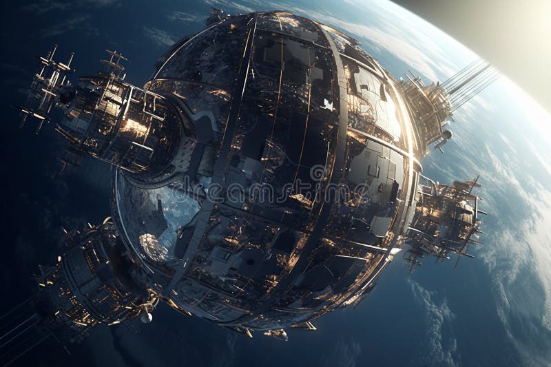 A Spaceship Orbiting a Planet - Space Exploration Concept. Generative ...