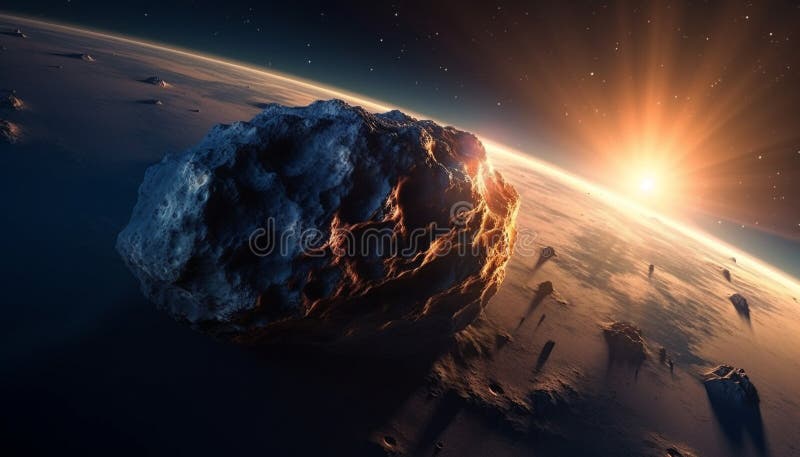 Spaceship Orbits Planet in Glowing Galaxy, Exploring Alien Landscapes ...