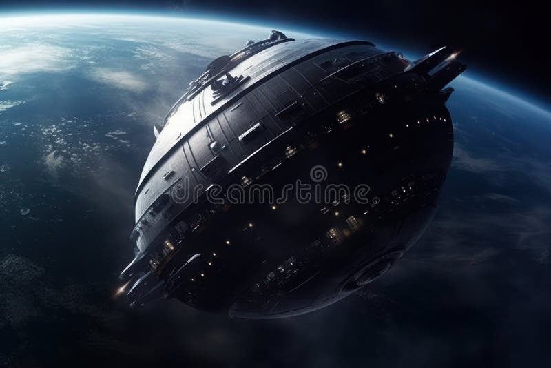 Spaceship in Outer Space. Created Using Generative Al Tools Stock ...