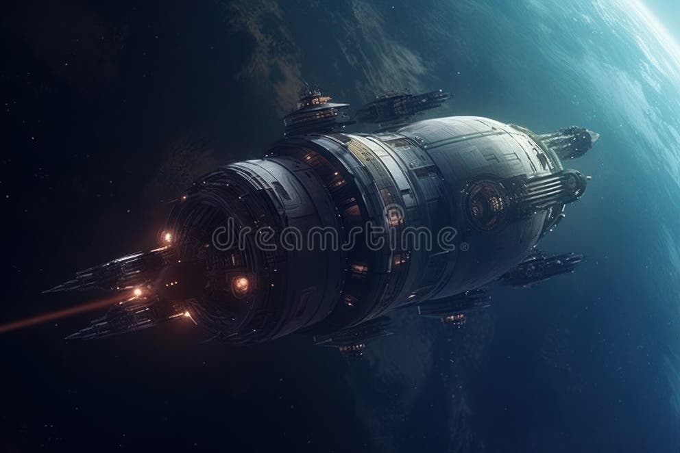 Spaceship in Outer Space. Created Using Generative Al Tools Stock ...