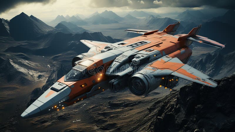 Spaceship in the Outer Space on Orbit of Mars Stock Illustration ...