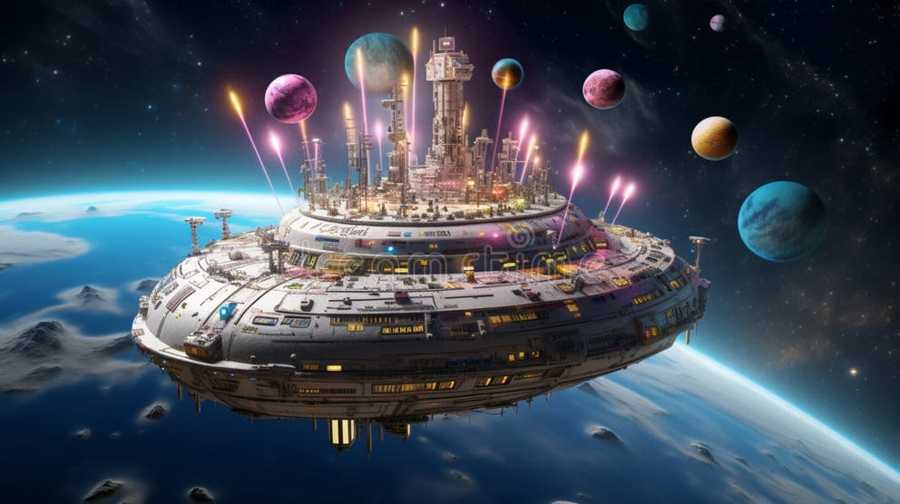 A Spaceship in Outer Space with Out-of- Stock Illustration ...