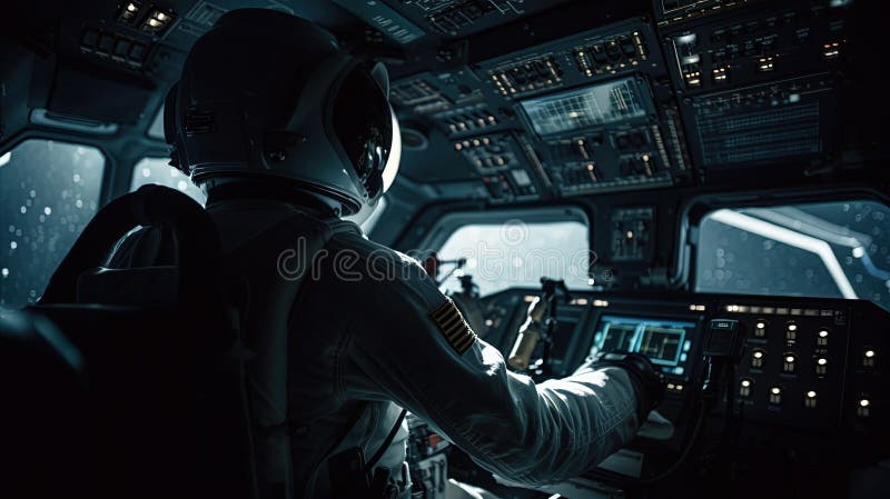Spaceship Pilot in Spacecraft Stock Illustration - Illustration of ...