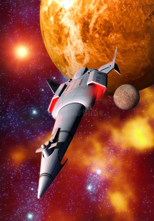 Spaceship and planet stock illustration. Illustration of galaxy - 10932935