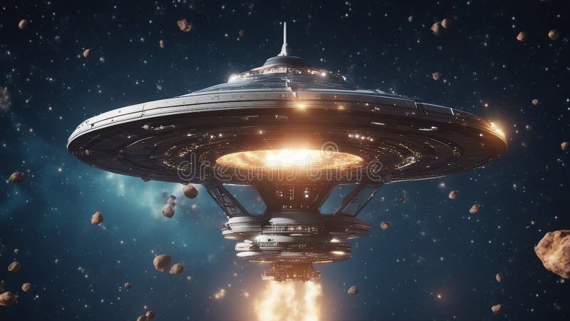 Spaceship and Planet Exploding Star, Alien Spaceship in the Universe ...