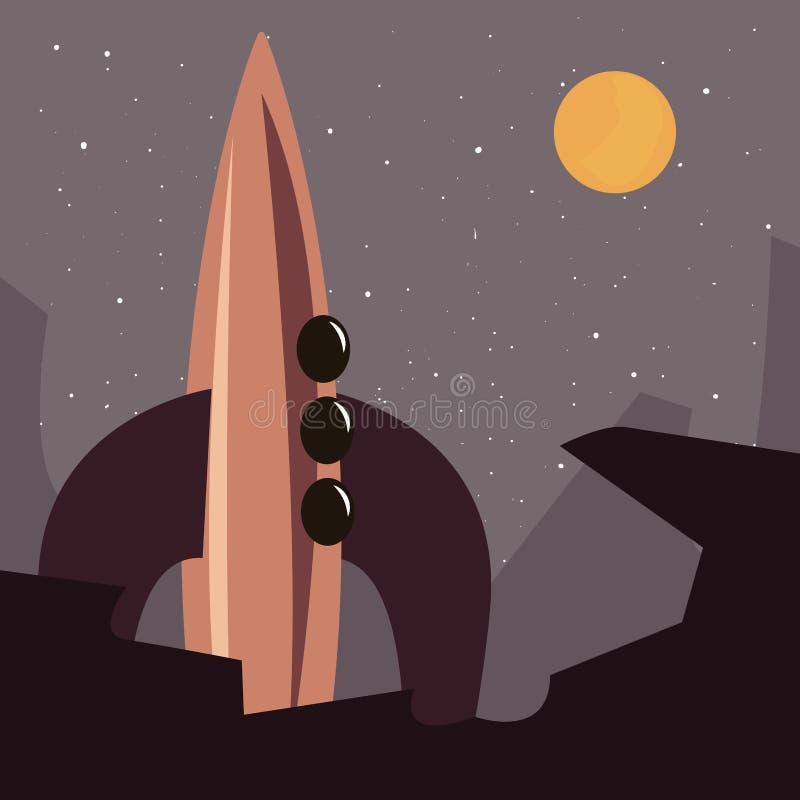 Spaceship on Planet Surface Stock Illustration - Illustration of ...