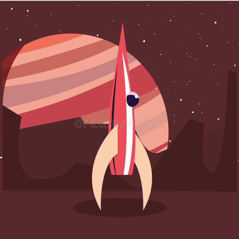 Spaceship on Planet Surface Stock Illustration - Illustration of ...