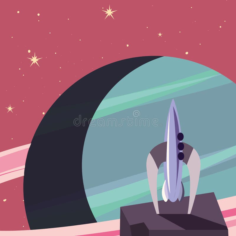 Spaceship on Planet Surface Stock Illustration - Illustration of outer ...