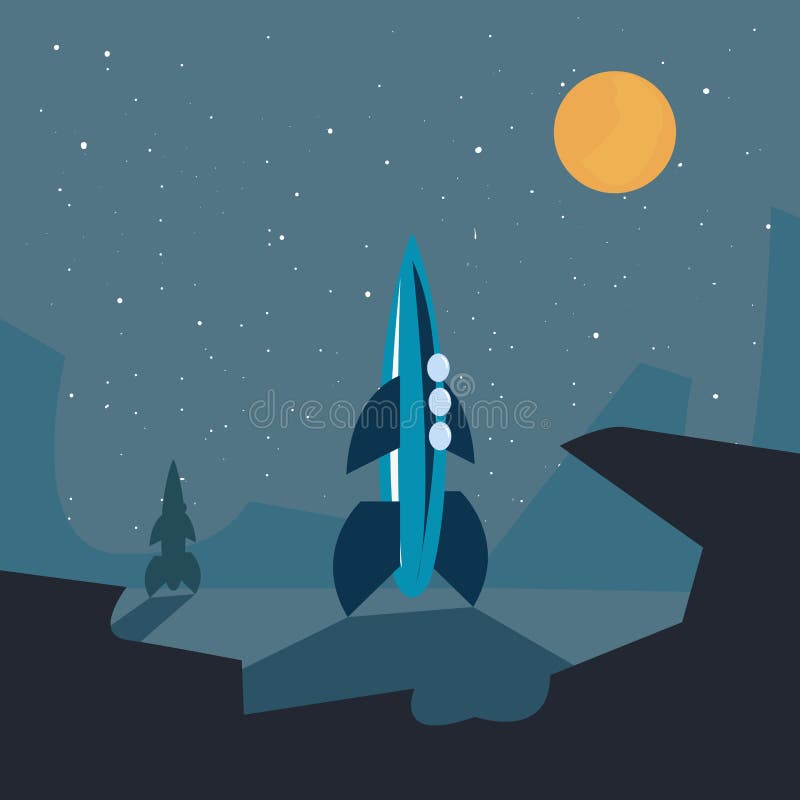 Spaceship on Planet Surface Stock Illustration - Illustration of ...