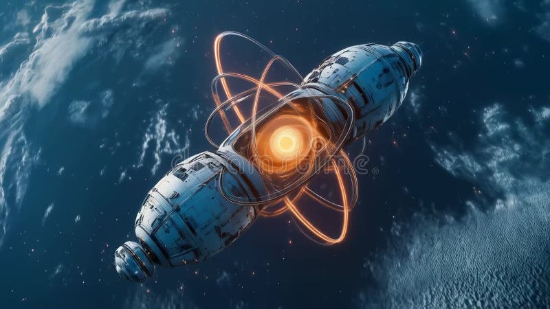Futuristic Spaceship with Atomic Energy Core Stock Video - Video of ...