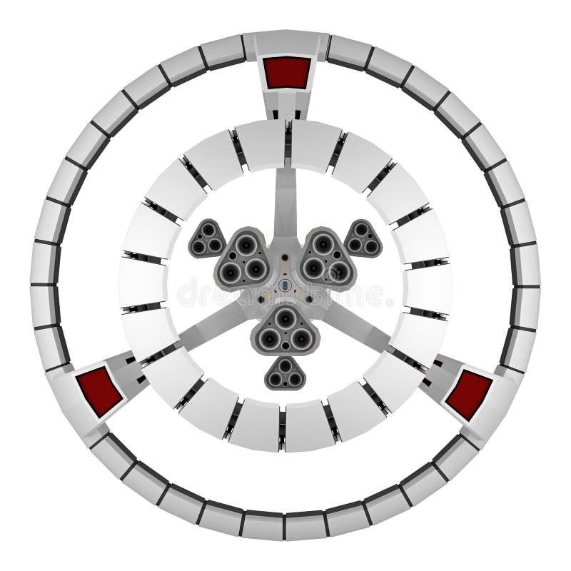 Spaceship Rear View Isolated on White 3d Rendering Stock Illustration ...