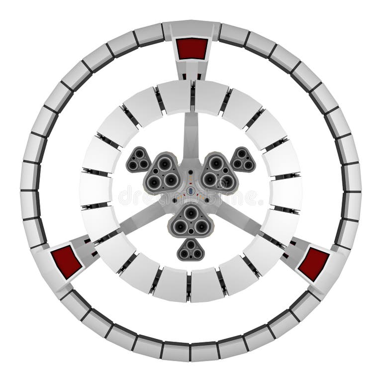 Spaceship Rear View Isolated on White 3d Rendering Stock Illustration ...