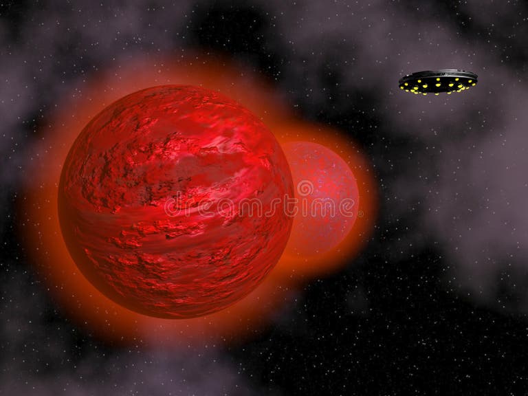 Spaceship and Red Planet - 3D Render Stock Illustration - Illustration ...