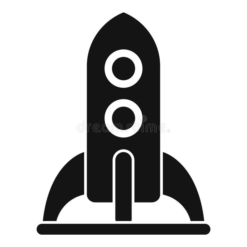 Spaceship Rocket Standing on Launchpad Silhouette Icon Stock Vector ...