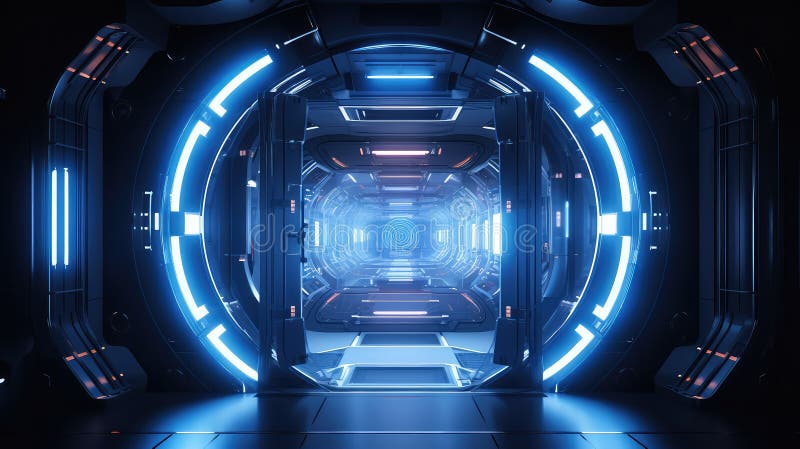 Spaceship sci-fi door stock illustration. Illustration of door - 372913170