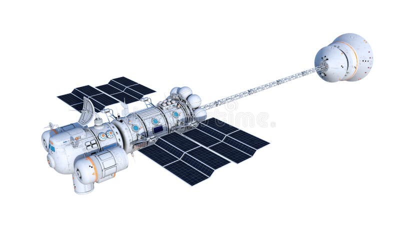 Spaceship with Solar Panels, Alien UFO Spacecraft in Flight Isolated on ...