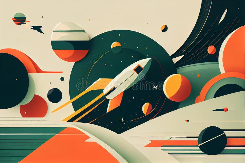 Spaceship and Solar System. Colorful Planets, Rocket, Galaxy and ...